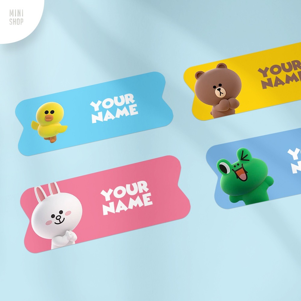Jual Stiker Nama Custom Waterproof Line Friends ( Brown Cony Sally ...