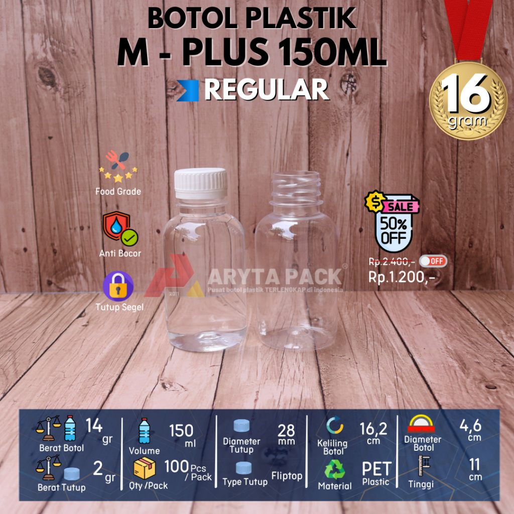Jual Botol plastik PET 150ml M - plus minuman mineral jus susu kopi ...