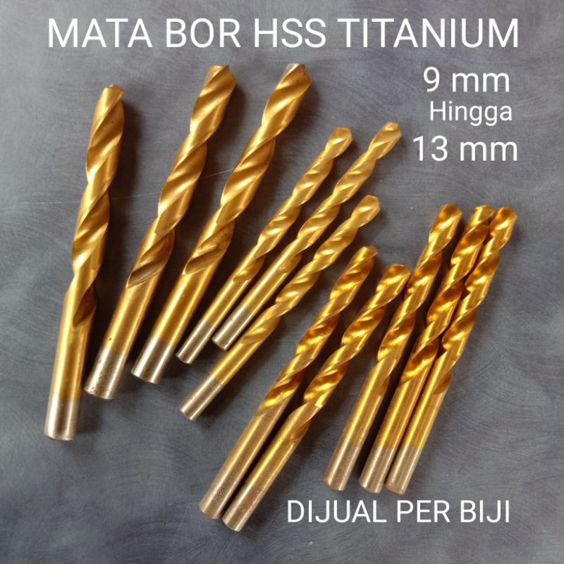 Jual Mata Bor Besi kuning HSS TITANIUM Dijual Ecer perbiji ukuran 9mm ...