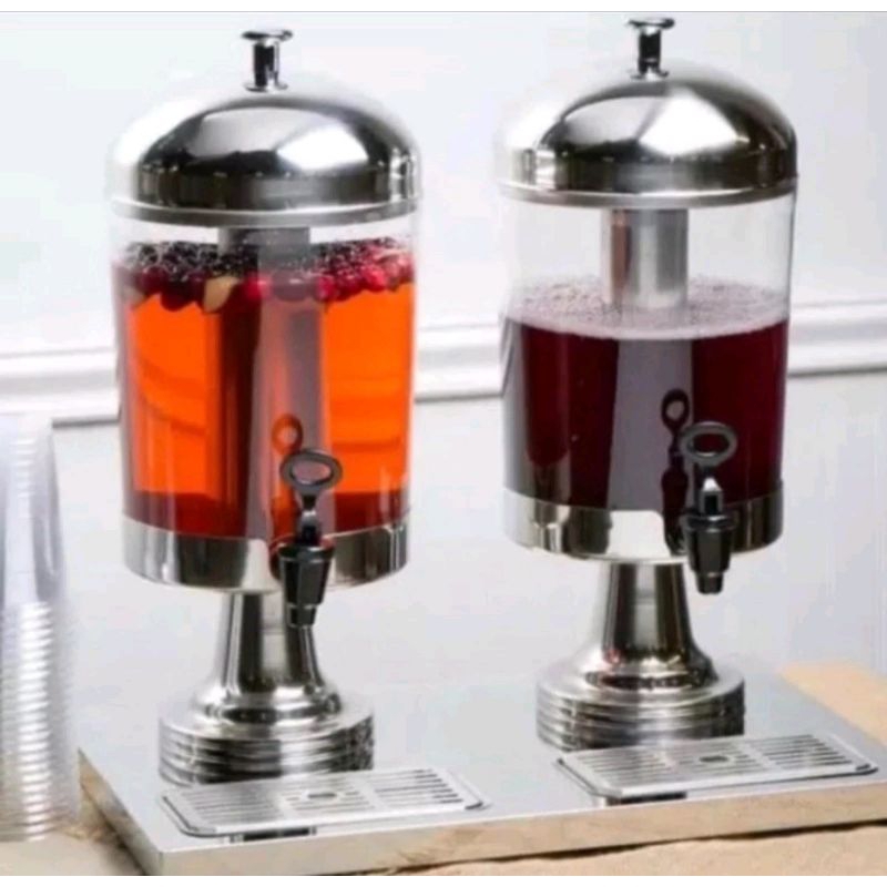 Jual Dispenser jus prasmanan 2 tabung / wadah jus prasmanan 8L + 8L Jus ...
