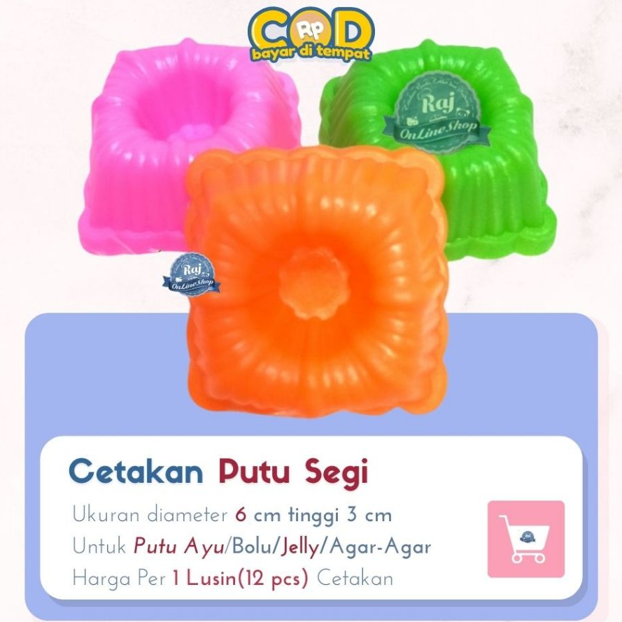 Jual COD Cetakan Putu Ayu Segi empat kotak 1 lusin tulip jelly puding ...