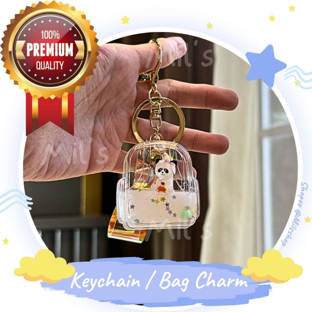 Jual [ CUTE MIL'S ] BACKPACK RANSEL PANDA KEYCHAIN BAG CHARM STAR ...