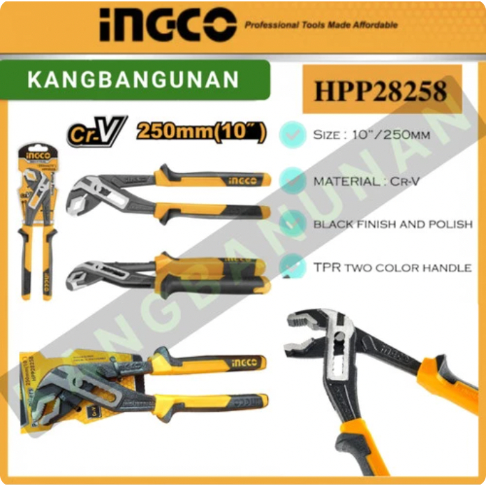Jual TANG BURUNG JEPIT PIPA AIR 10" / WATER PUMP PLIER 10 " INGCO ...