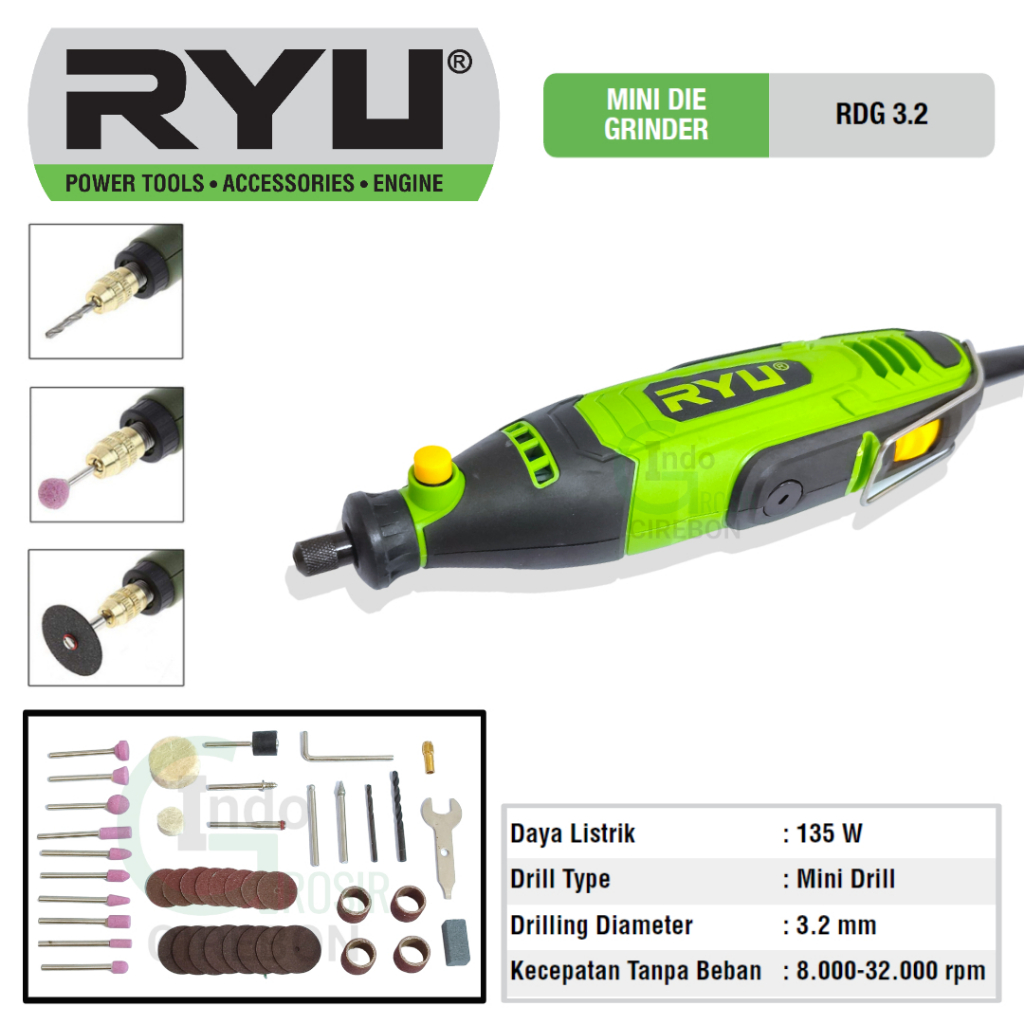 Jual RYU Die Grinder RDG 3.2 Mini Die Grinder Mesin Gerinda Bor Tuner ...