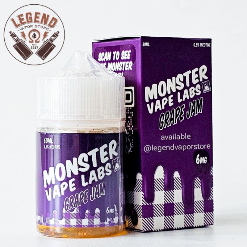 Jual FREEBASE - LIQUID MONSTER VAPE LABS Grape Jam 60ML 3MG 6MG ...