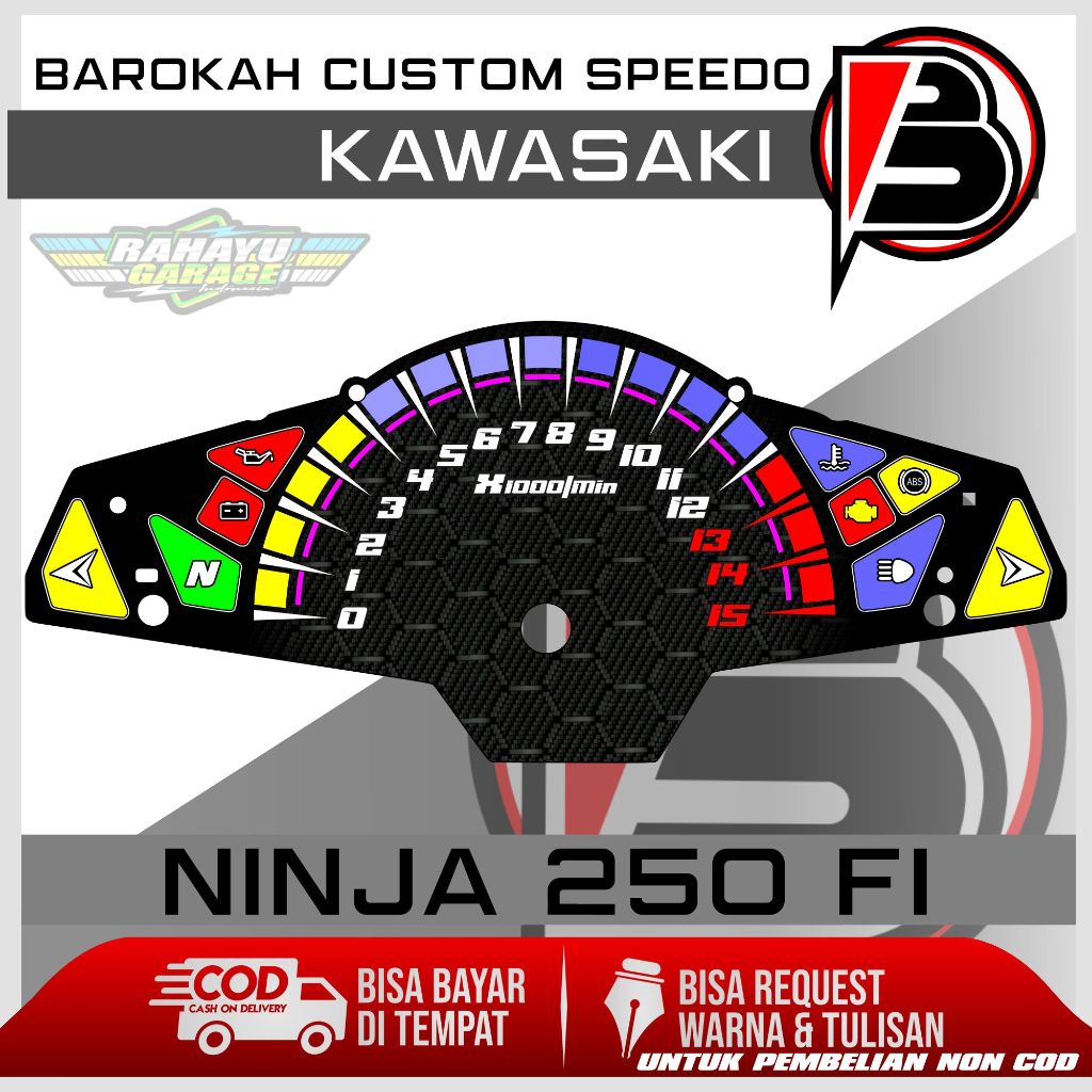 Jual papan speedometer custom ninja 250 fi panel spido meter custom ...