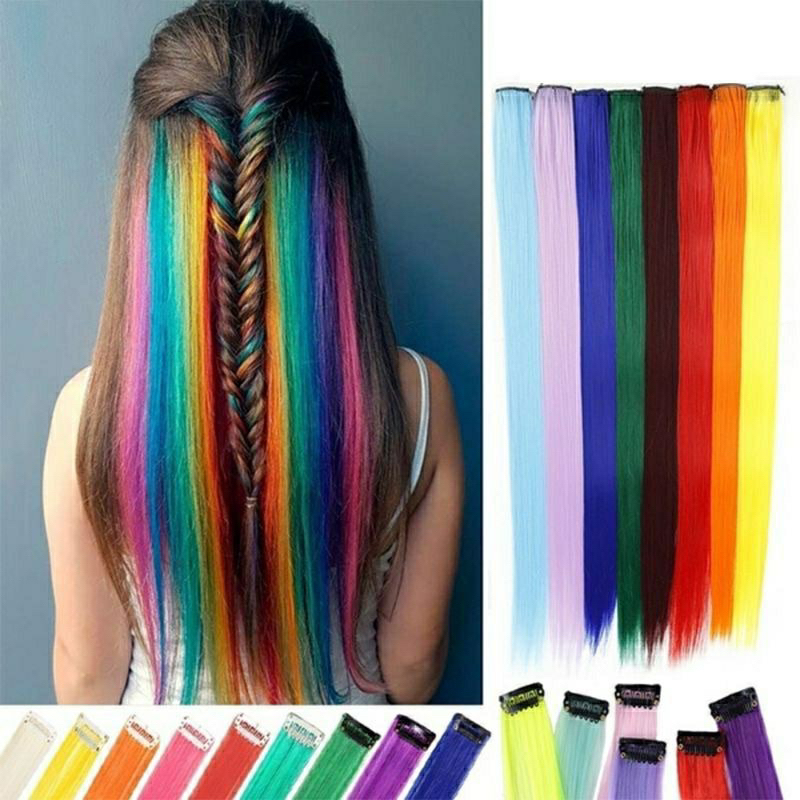 Jual Hair Extension Clip Warna Warni Rambut Palsu Panjang Ombre Klip ...