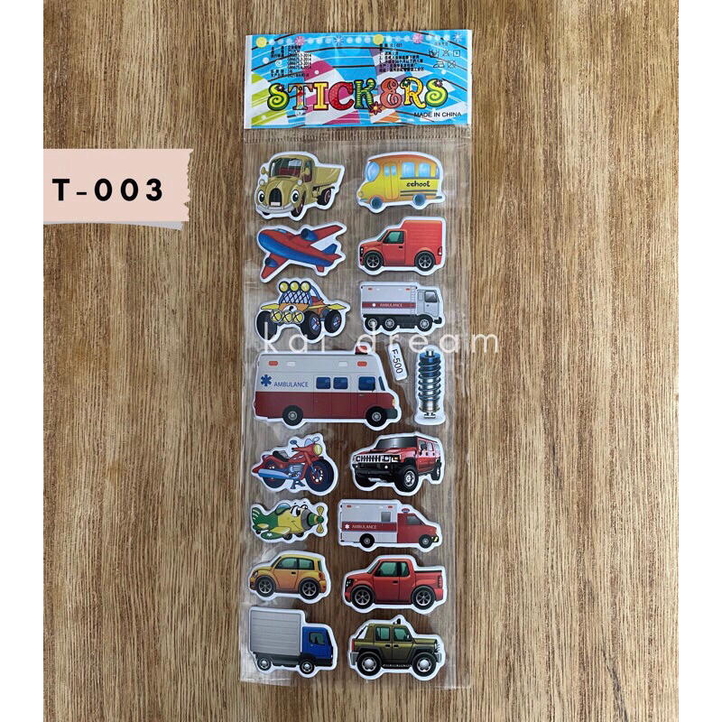 Jual (Pilih Motif) STICKER TIMBUL ANAK MAINAN STICKER TRANSPORTASI ...