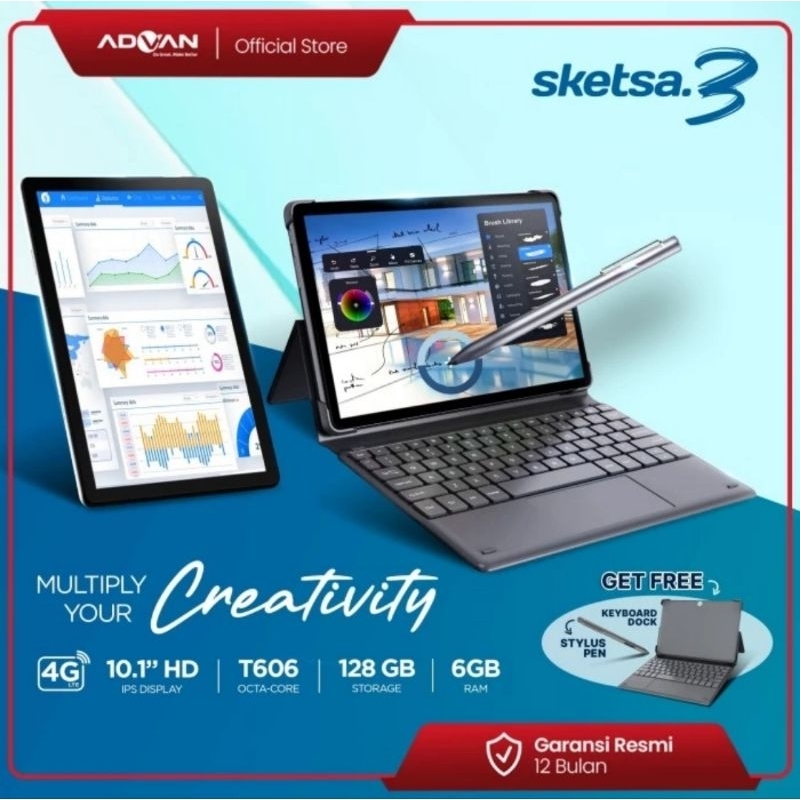 Jual Advan Sketsa 3 6/128 Free Keyboard Garansi Resmi | Shopee Indonesia