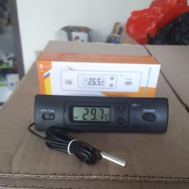 Jual Thermometer jam 2 in 1 digital portable DS-1 pengukur suhu ac mobil kulkas termometer ac ...