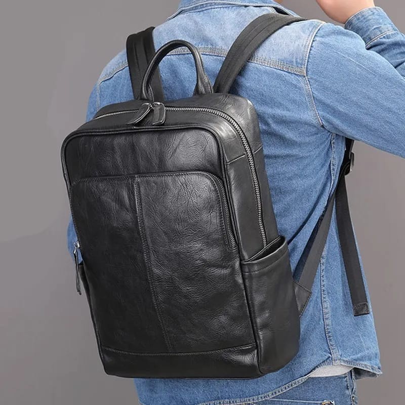 Jual Tas Ransel Kapasitas Besar Kulit Asli Garut - Tas Ransel Hitam ...