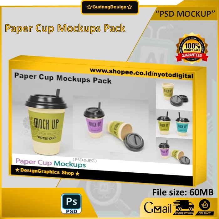 Jual Mockup Gelas Kertas Kopi Teh Mockup Pack Paper Cup format ...