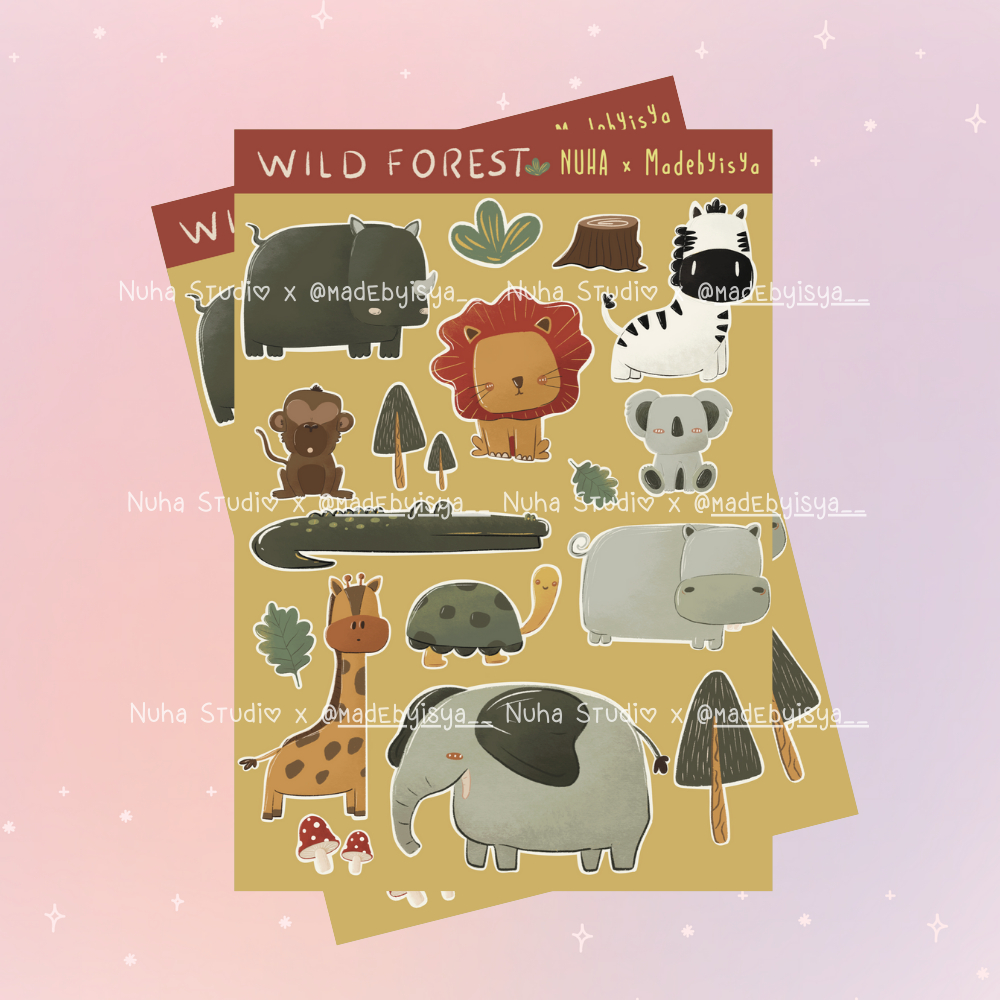 Jual Sticker by madebyisya__ | Wild Forest Hewan Binatang dalam hutan ...