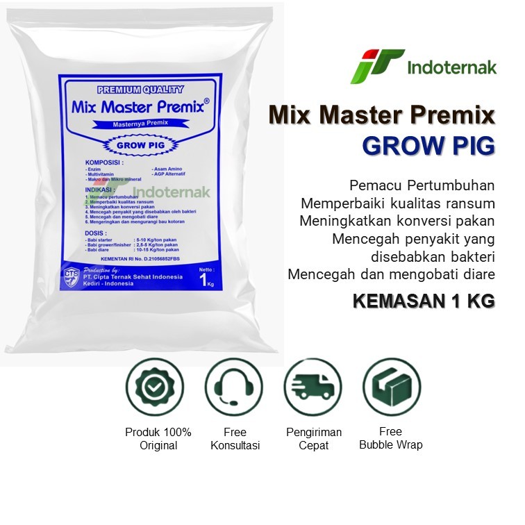 Jual MIX MASTER PREMIX GROW PIG - Premix Suplemen Pakan Vitamin Babi ...