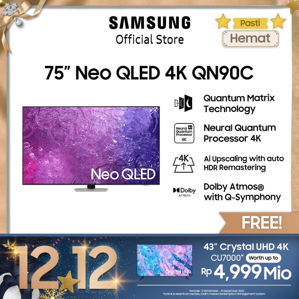 Jual Samsung Smart TV 75 inch Neo QLED 4K QN90C dengan Quantum Matrix ...