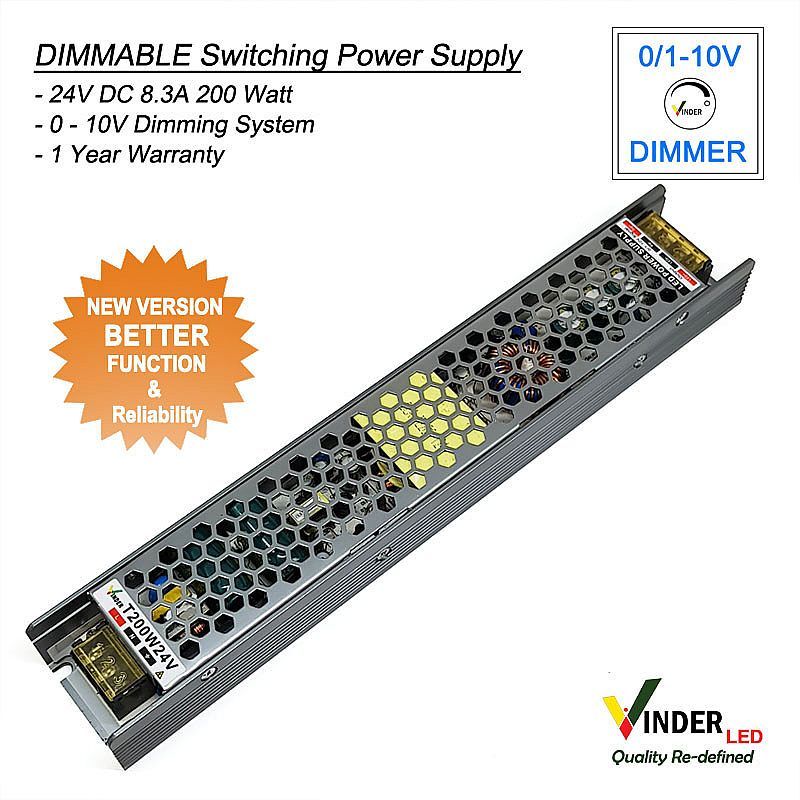 Jual Vinder DC 24V 8A 0-10V Dimmable Switching Power Supply PSU 24 Volt ...