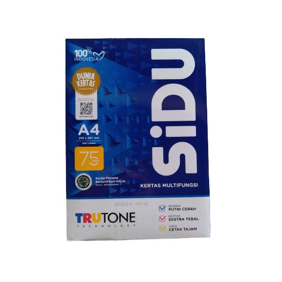 Jual Kertas HVS A4 Merek Sidu 75 GSM - 1 Rim (Isi 500 Lembar) | 210 x ...