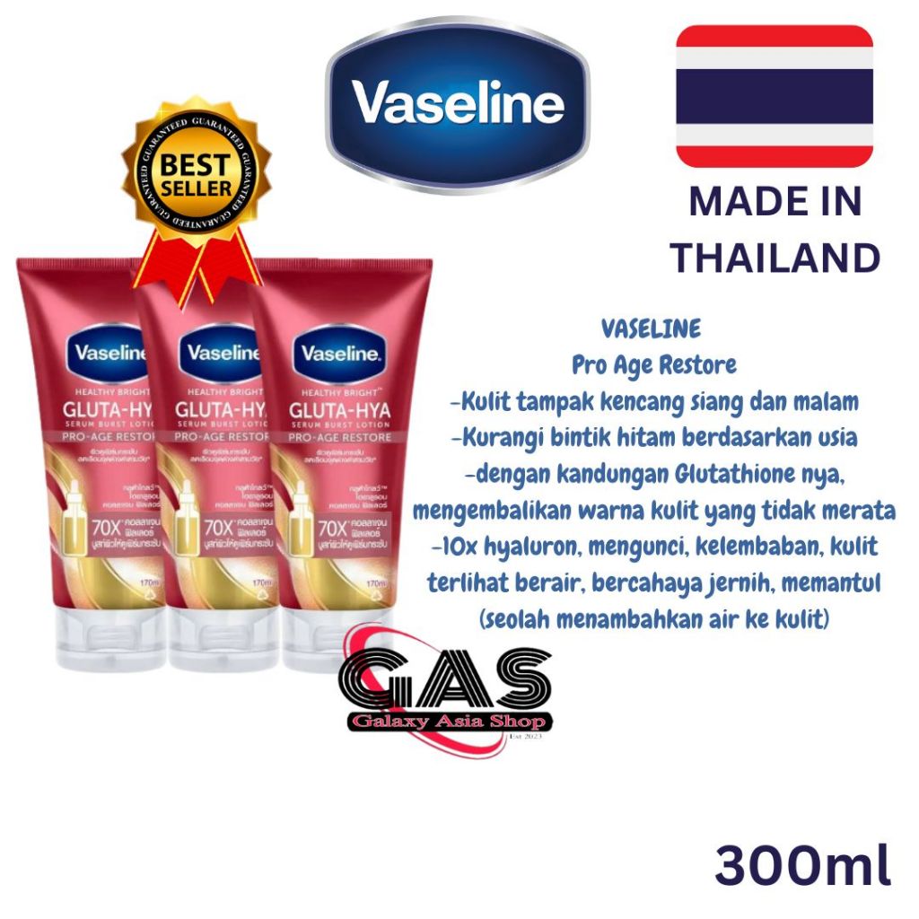 Jual Vaseline Gluta Hya Pro Age Restore Serum Brust Lotion ORI THAILAND ...