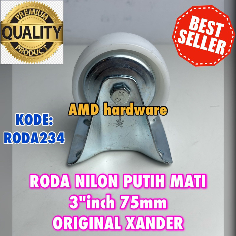 Jual RODA NYLON 3 inch MATI PUTIH RIDGID ETALASE TROLI RAK BESI 75mm ...