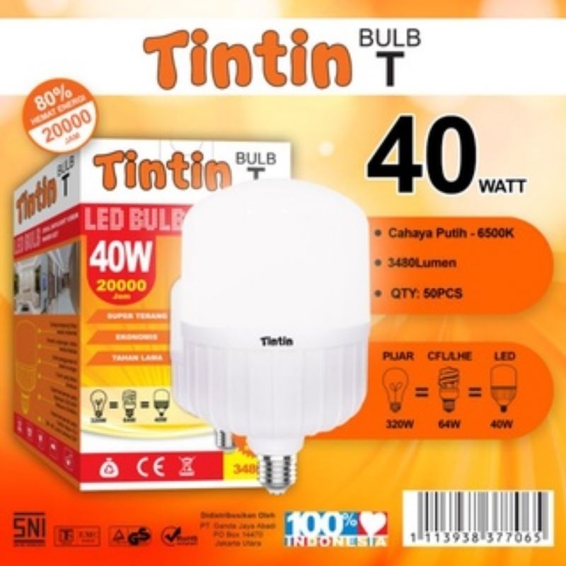 Jual LAMPU BOHLAM GROSIR DAN ECERAN LED TINTIN HEMAT LISTRIK MURAH 40 ...