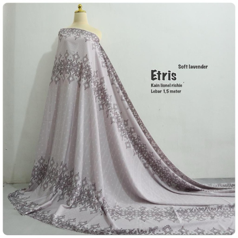 Jual Bahan kain lionel richie motif etris | warna ice blue lionel richi ...
