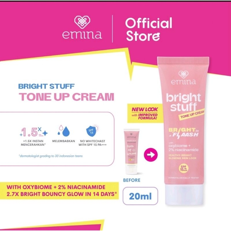 Jual Emina Bright Stuff Tone Up Cream 20ml (100% Original) | Shopee ...