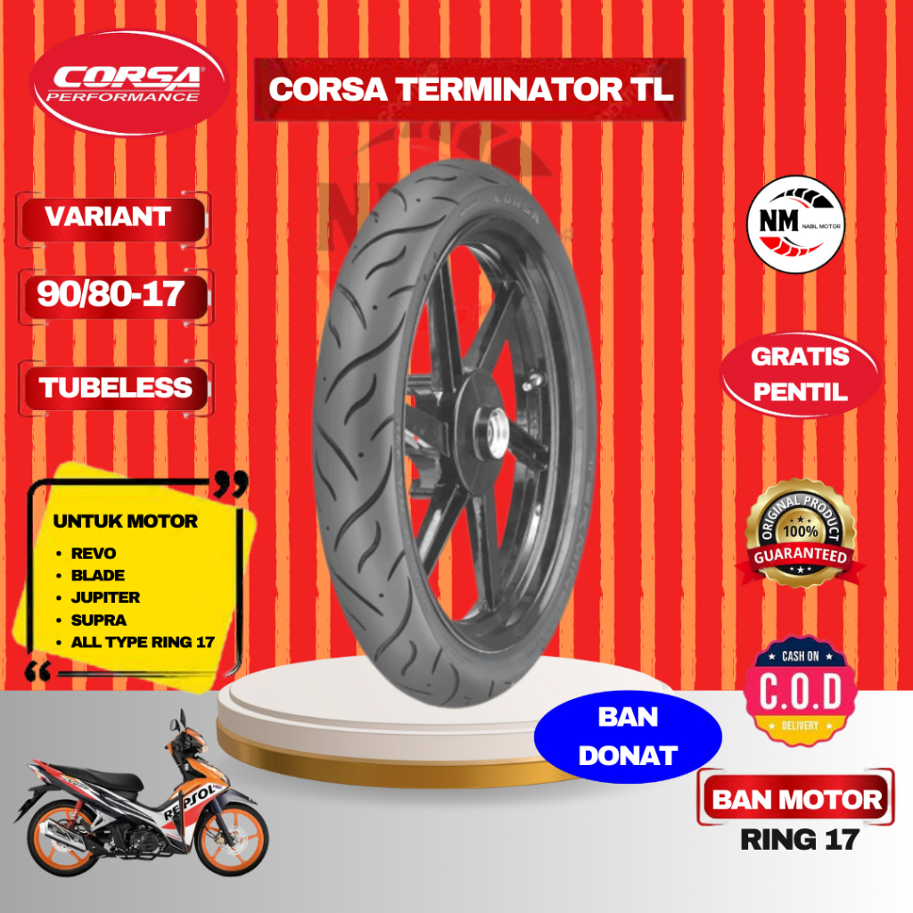 Jual Ban Donat Docep Corsa Terminator Terminat 90/80 17 Tubeles ...