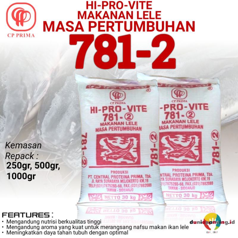 Jual Repacking kemasan eceran Pakan ikan lele Hi-Pro-Vite 781-2 masa ...