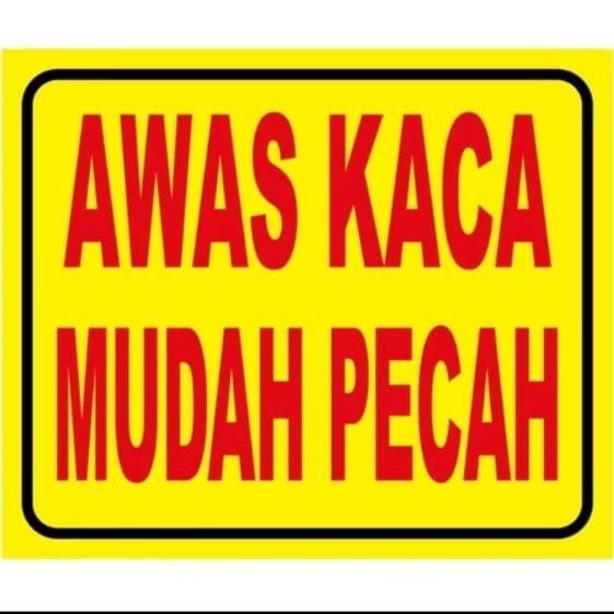 Jual STIKER VINYL AWAS KACA MUDAH PECAH 10X15CM SIGN RAMBU K3 | Shopee Indonesia