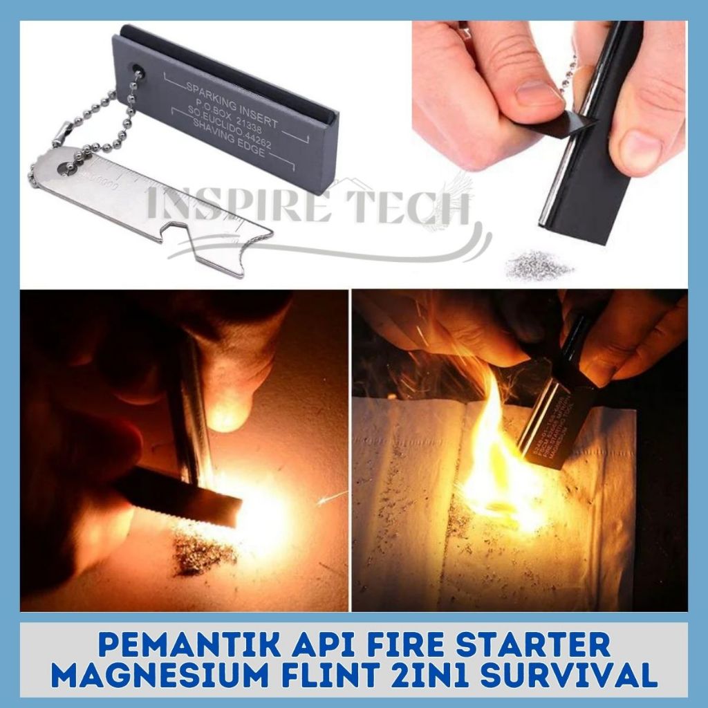 Jual Pemantik Api Fire Starter Magnesium Flint 2in1 Survival | Shopee ...