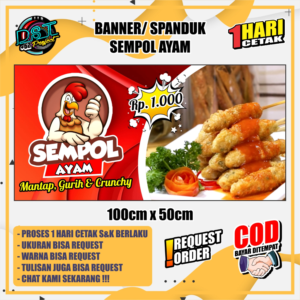 Jual BANNER / SPANDUK SEMPOL AYAM 100cm X 50cm | Shopee Indonesia