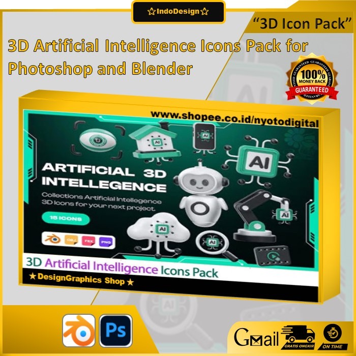 Jual Paket Icon 3D Artificial Intelligence Icons Pack for Photoshop and ...