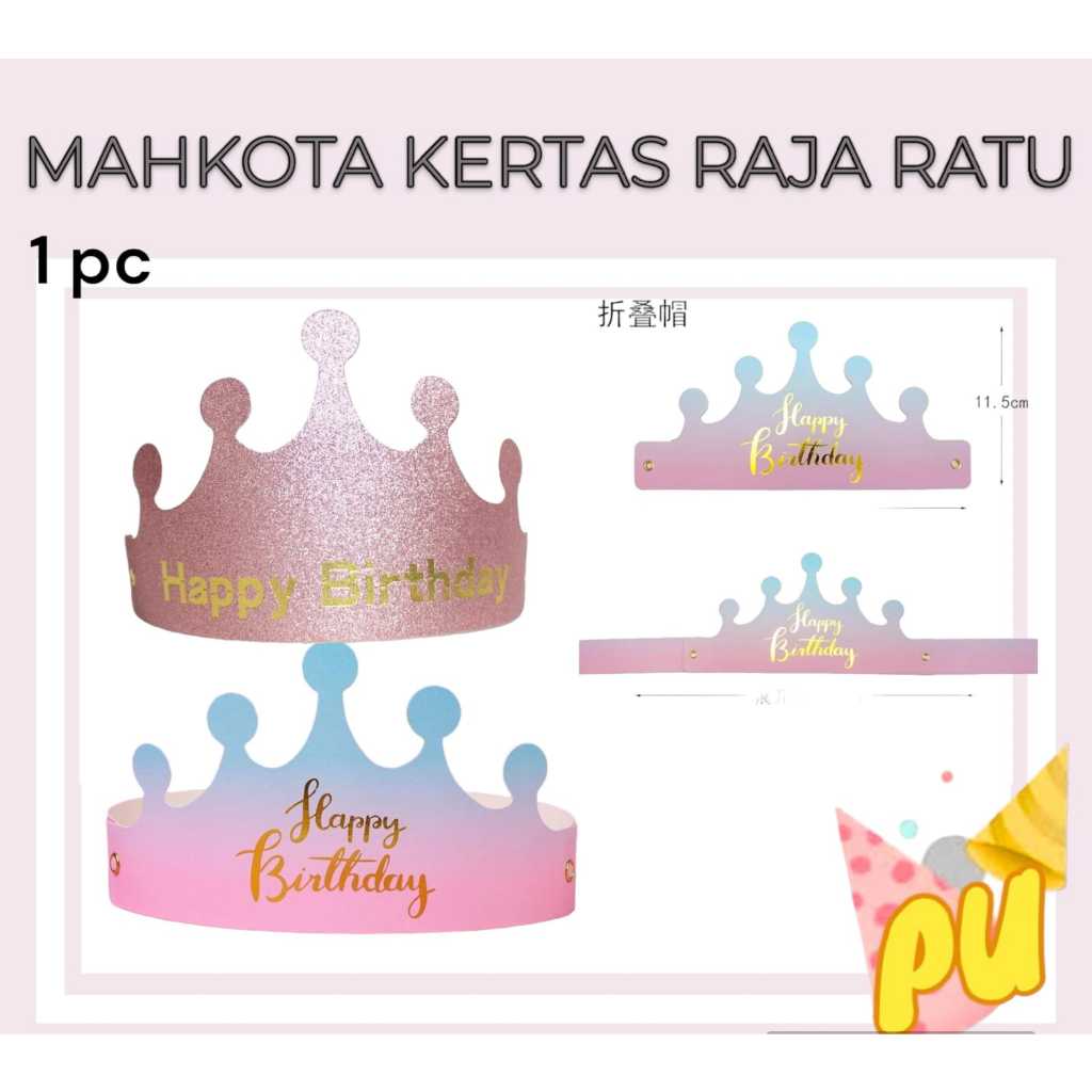 Jual Mahkota Pesta RAJA RATU Kertas / Topi Ulang Tahun Ratu Raja ...