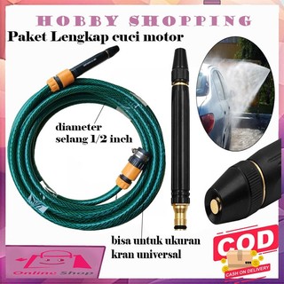 Jual Paket semprotan cuci motor / selang benang hijau diameter 1/2 Inch ...