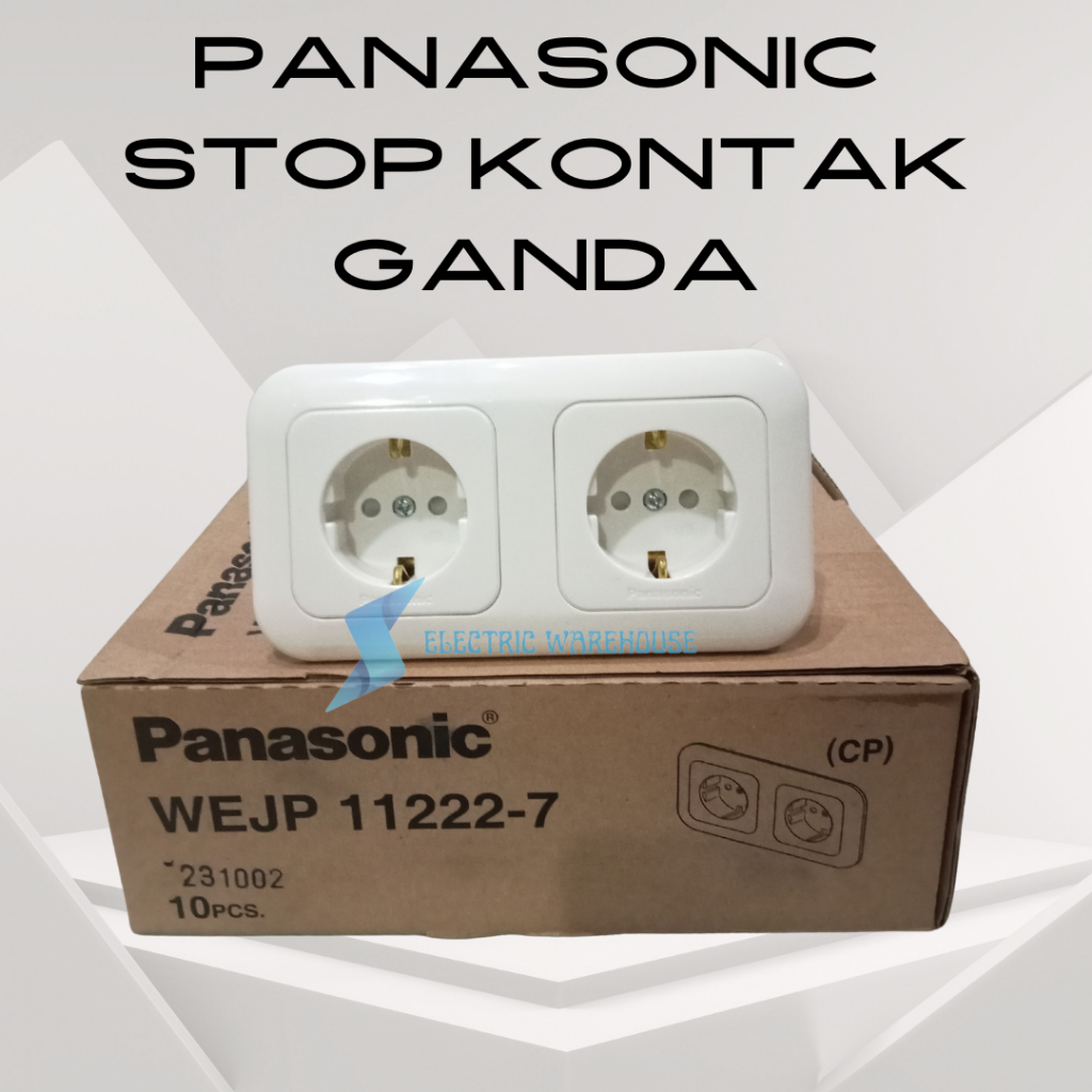 Jual PANASONIC STOP KONTAK GANDA 2 GANG WIDE SERIES WEJP 11322 7 NON CP ...