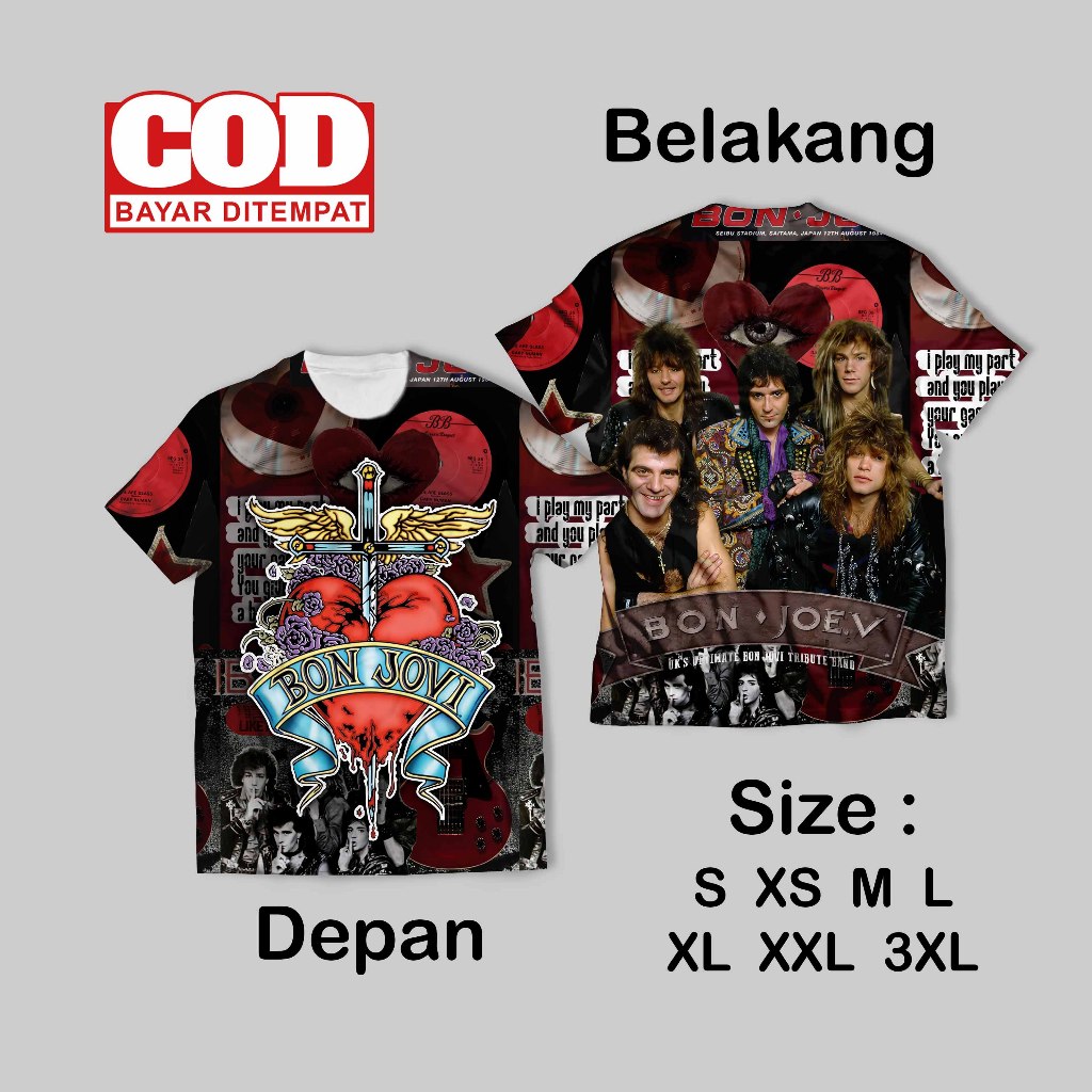 Jual Kaos FullPrint Bon Jovi | Rock n Roll | Kaos AOP Band Bon Jovi ...