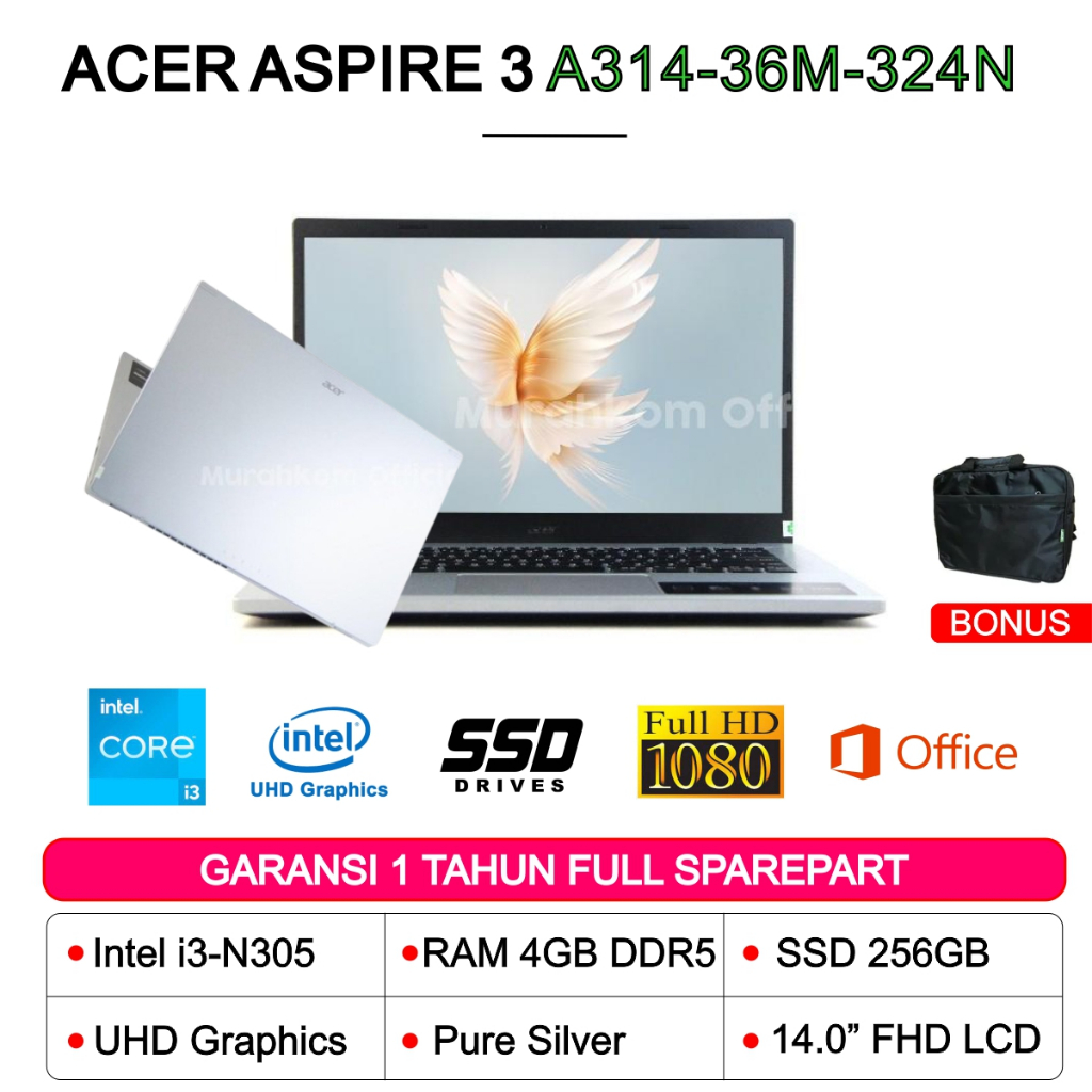 Jual ACER ASPIRE 3 A314-36M-324N INTEL CORE I3-N305 RAM 4GB SSD 256NVME ...