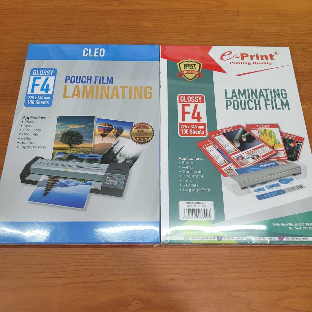 Jual Plastik Laminating / Laminating Film A4 & F4 Merek E-Print & Cleo Isi 100 Lembar | Shopee ...
