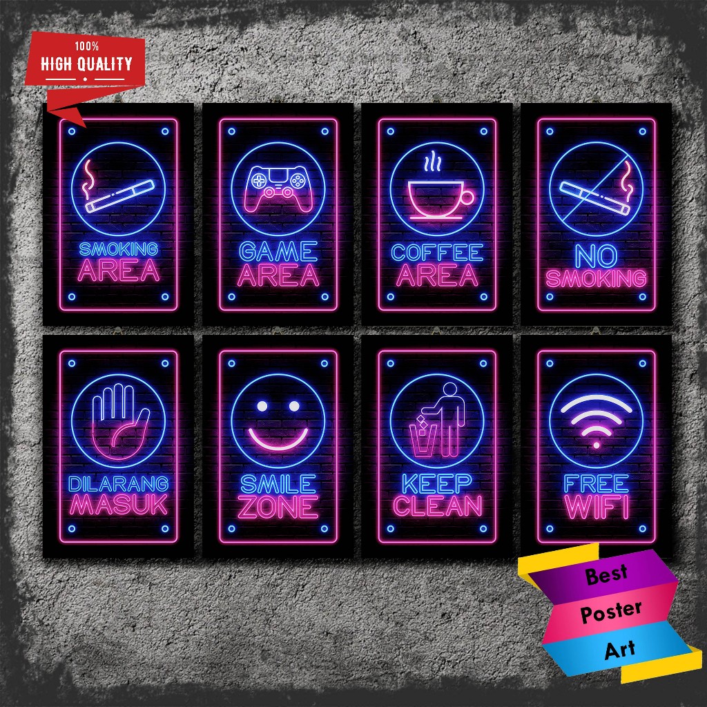 Jual POSTER KAYU HIASAN DINDING NEON AESTHETIC KAMAR RUANGAN CEWE COWO ...