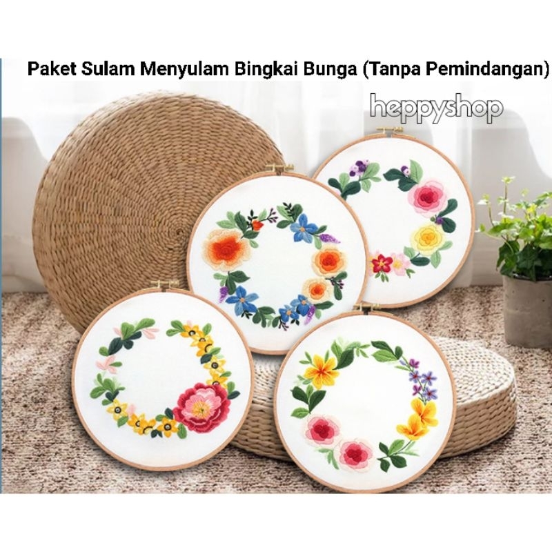 Jual Paket Sulam Menyulam Bingkai Bunga (Tanpa Pemindangan) , DIY Hand ...