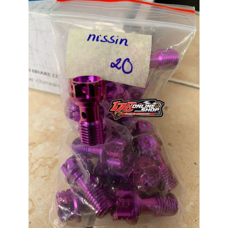 Jual baut titanium banjo selang rem ke kaliper drat kasar dan halus, warna bebas pilih | Shopee ...