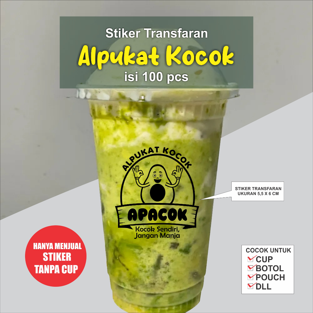 Jual Stiker Transfaran Alpukat Kocok | Shopee Indonesia