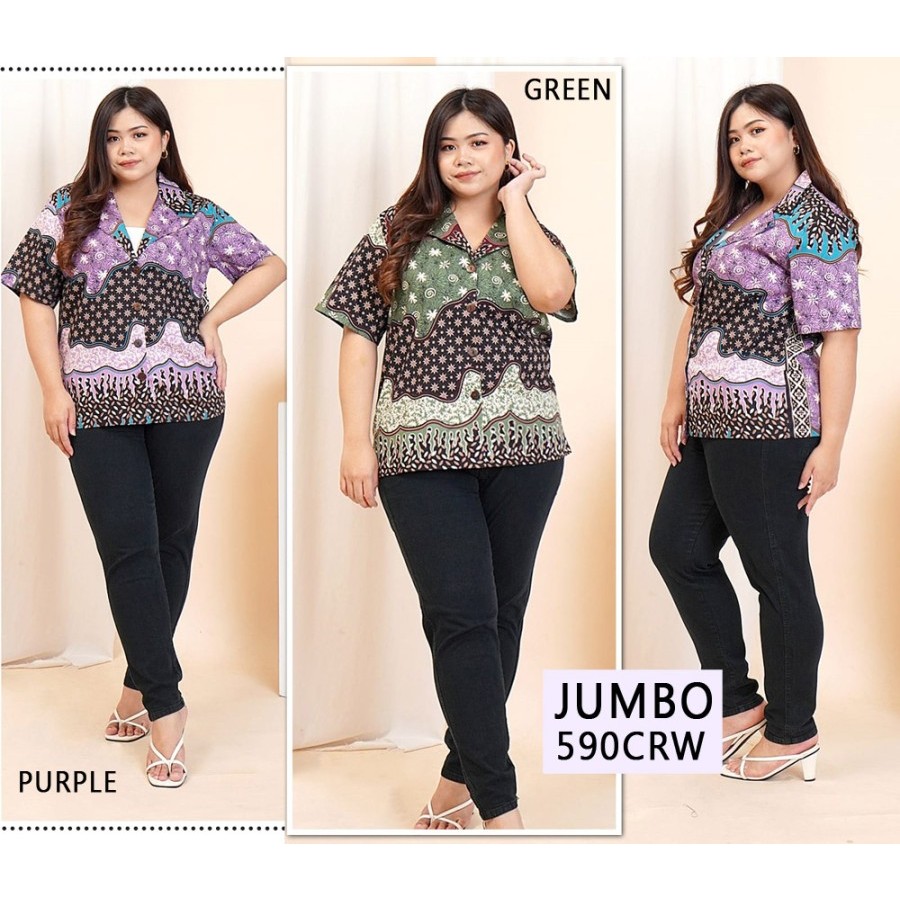 Jual COD / ATASAN BATIK WANITA MODERN JUMBO LD 120 / KERJA LENGAN PANJANG JUMBO BIG SIZE DRESS ...