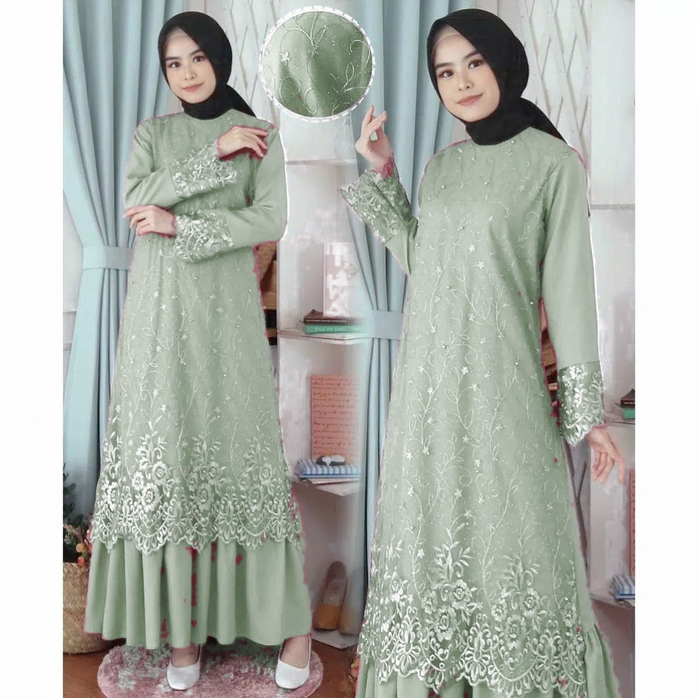 Jual gamis brukat pesta paramita dress gamis brokat kekinian terbaru ...