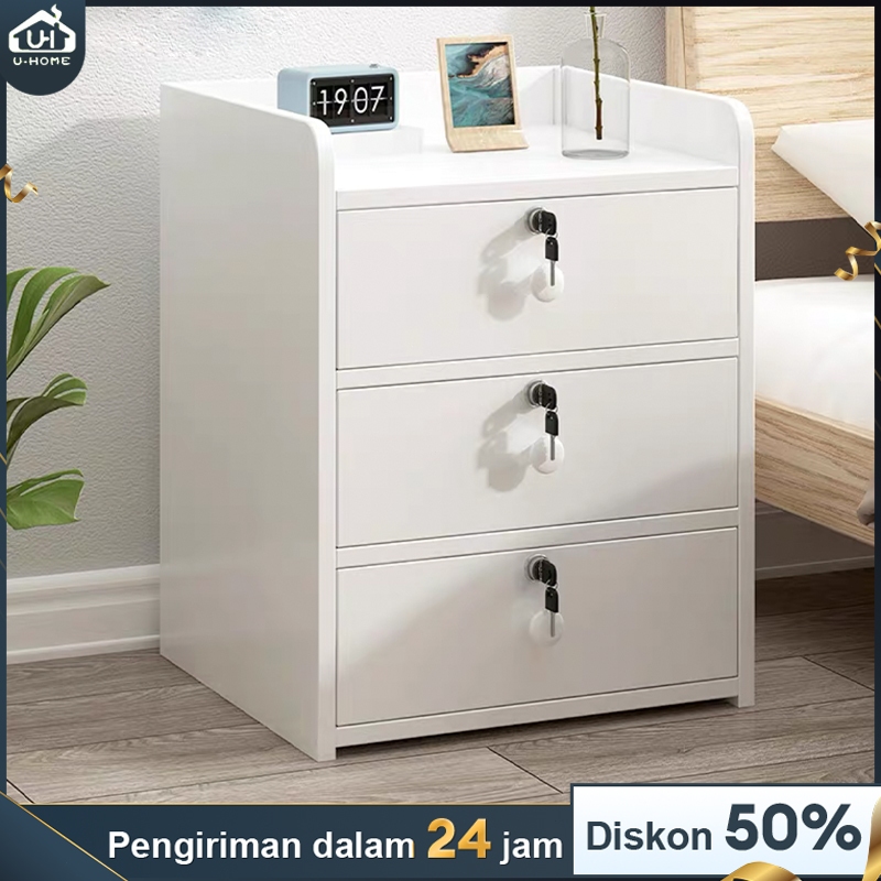 Jual Meja Nakas Dengan Kunci Laci Meja Meja Kamar Aesthetic Nakas Minimalis Bedside Table Meja