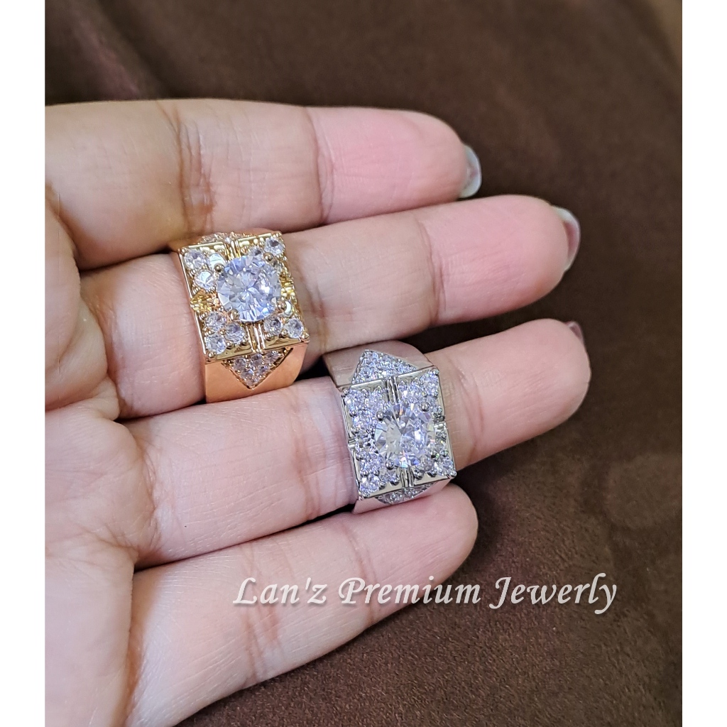 Jual Cincin Pria Berlian Sultan RA2 Kristal Titanium 22K Emas & Perak ...