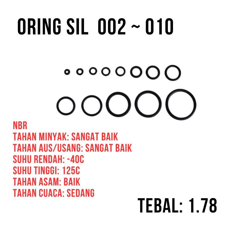 Jual O ring 002 003 004 005 006 007 008 009 010 Nbr Tebal 1.78 mm ...