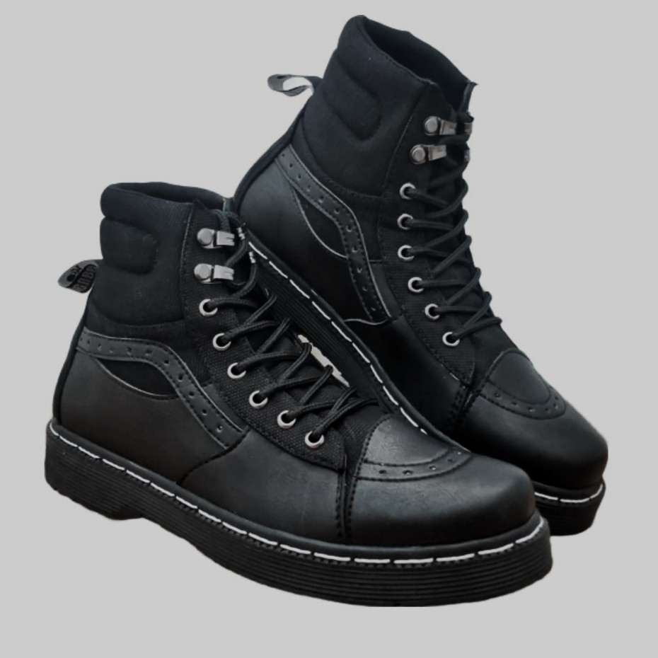 Jual Zovan Sepatu Boots Formal Hitam Pria Pantofel Docmart Pasiley High ...