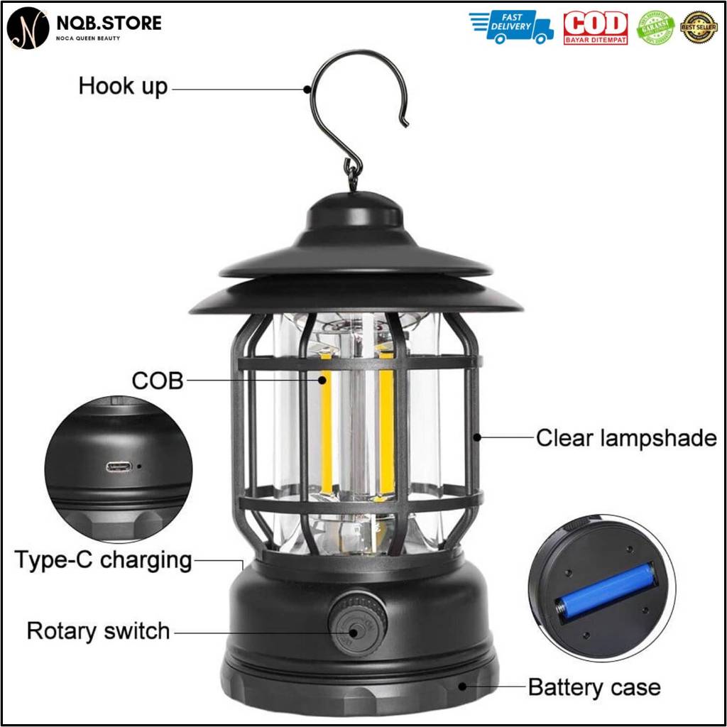 Jual NQB - Lampu Petromak Mini Retro LED Lentera Tenda Darurat ...