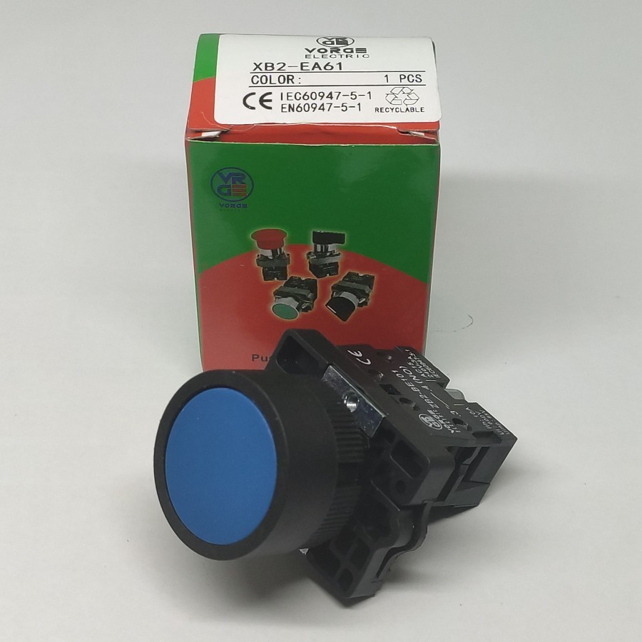 Jual VORGE XB2-EA61 Push Button Plastic Blue biru 1NO 22mm bukan larkin ...